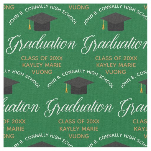 Green Gold Graduate Personalized Graduation Fabric | Zazzle