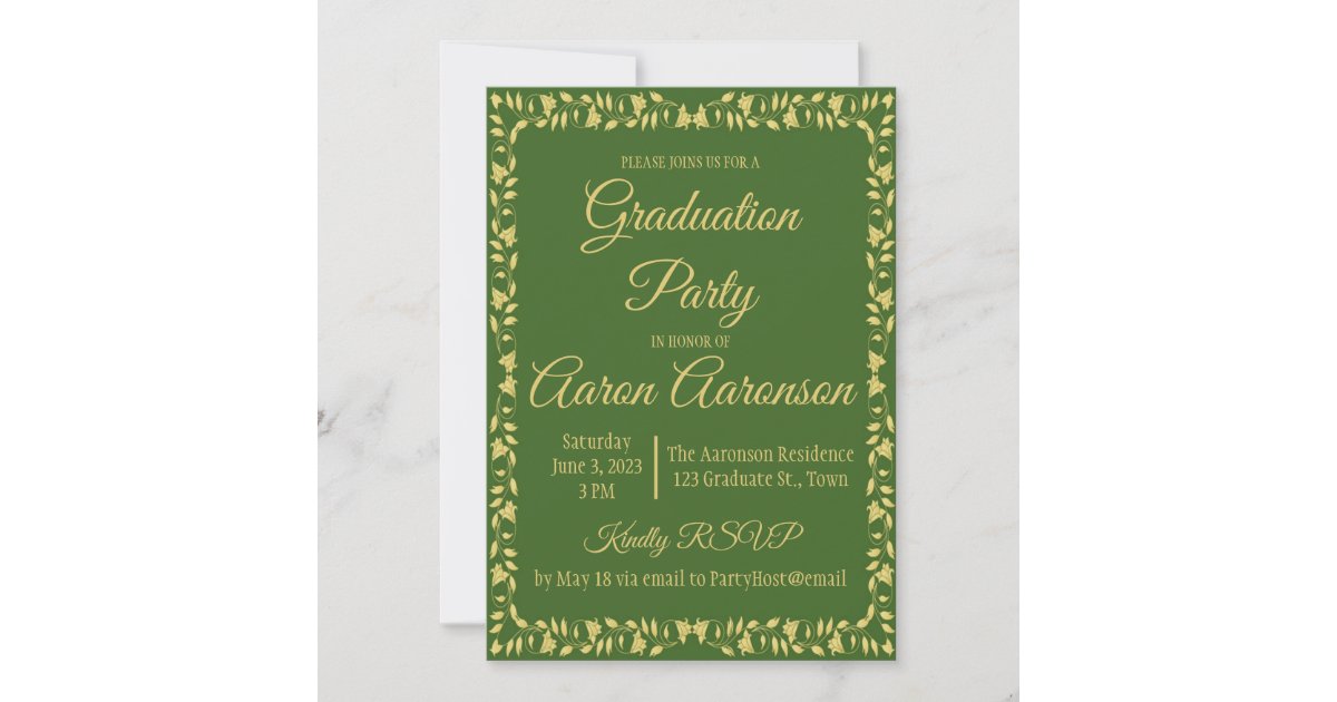 Green & Gold Ivy Border Graduation Photo | Zazzle