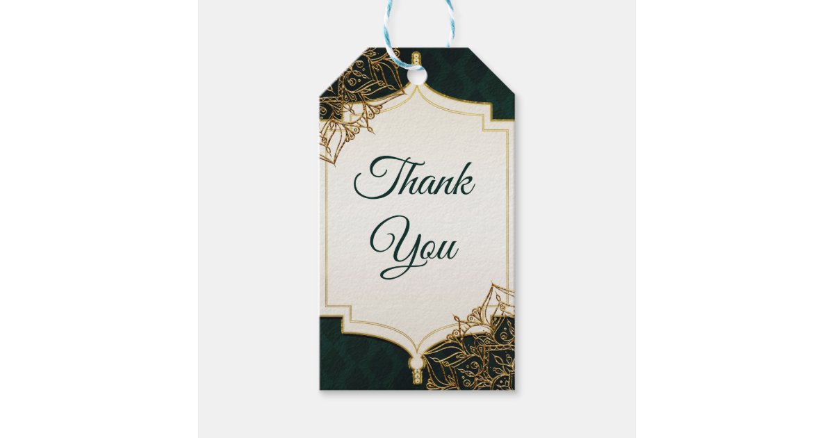 Green & Gold Moroccan Arabian Nights Wedding Favor Gift Tags | Zazzle