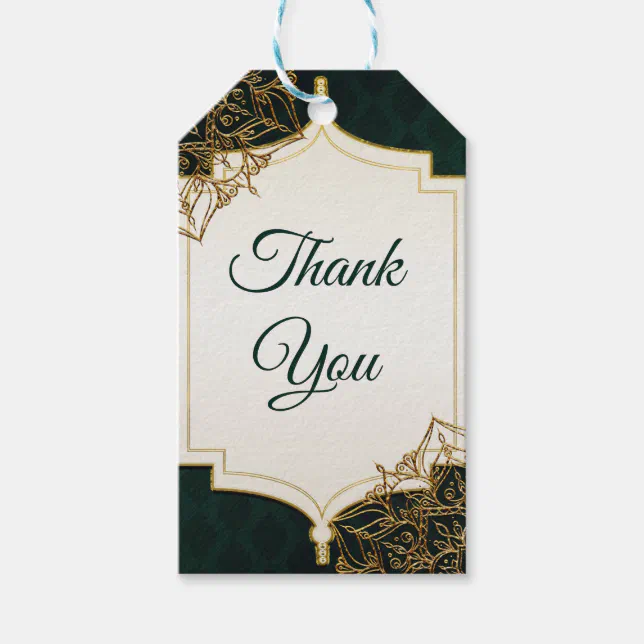 Green & Gold Moroccan Arabian Nights Wedding Favor Gift Tags | Zazzle