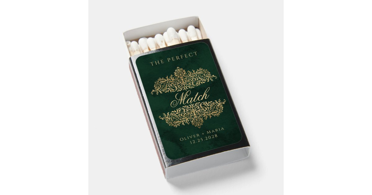 Green Gold Ornate Perfect match Wedding matches | Zazzle