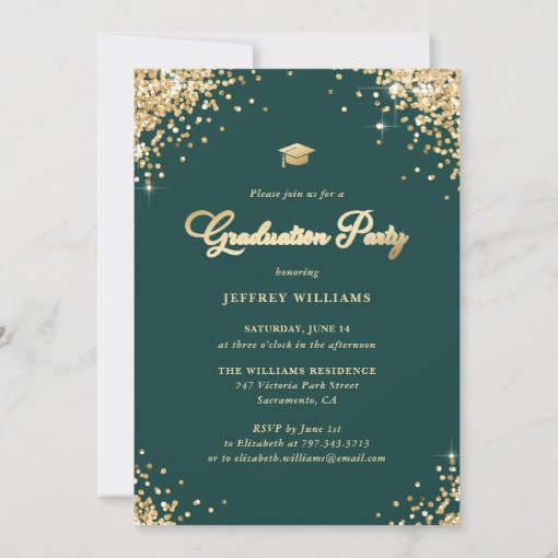 Green Gold Photo Graduation Party Invitation | Zazzle
