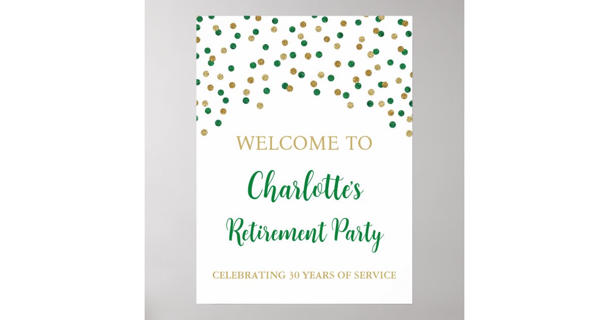 Green Gold Retirement Party Custom 18x24 Poster | Zazzle