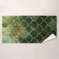 Green & Gold Shimmer Mermaid Fish Scales Bath Towel Set | Zazzle