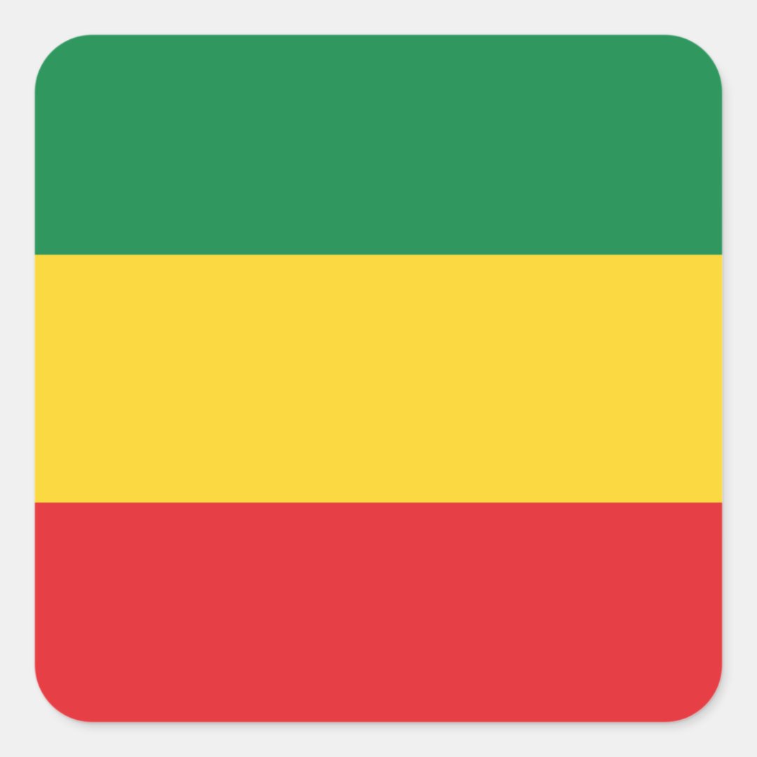 Green, Gold (Yellow) and Red Colors Flag Square Sticker | Zazzle