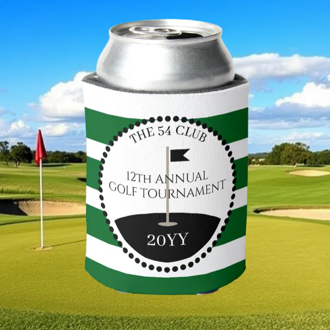 Green Golf Club Logo Name Can Cooler | Zazzle