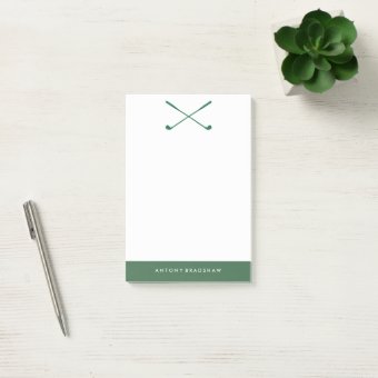 Green Golf Clubs Personalized Post-it Notes | Zazzle