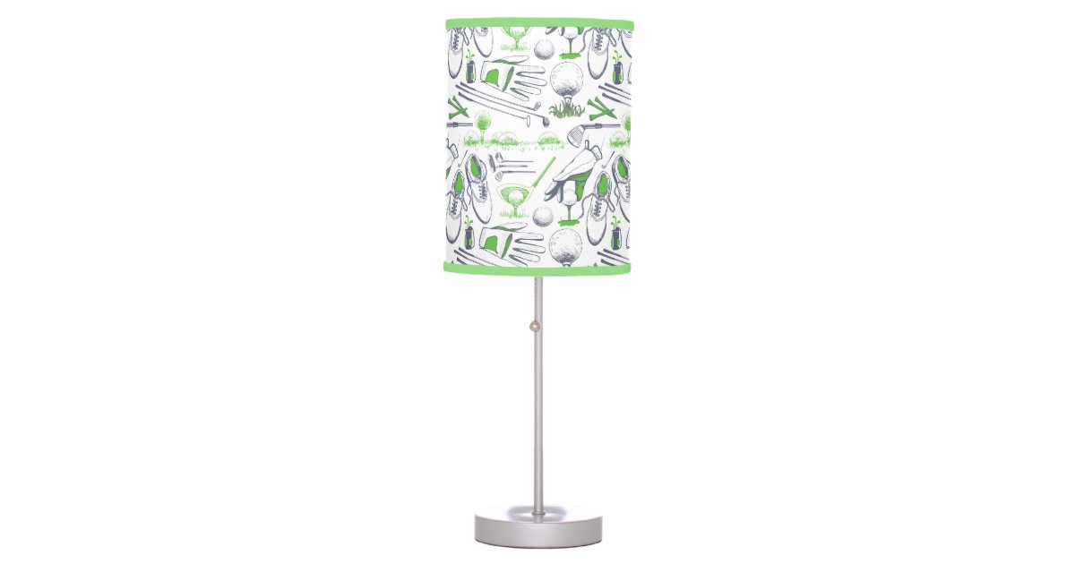 Green Golf Icons Pattern Table Lamp | Zazzle