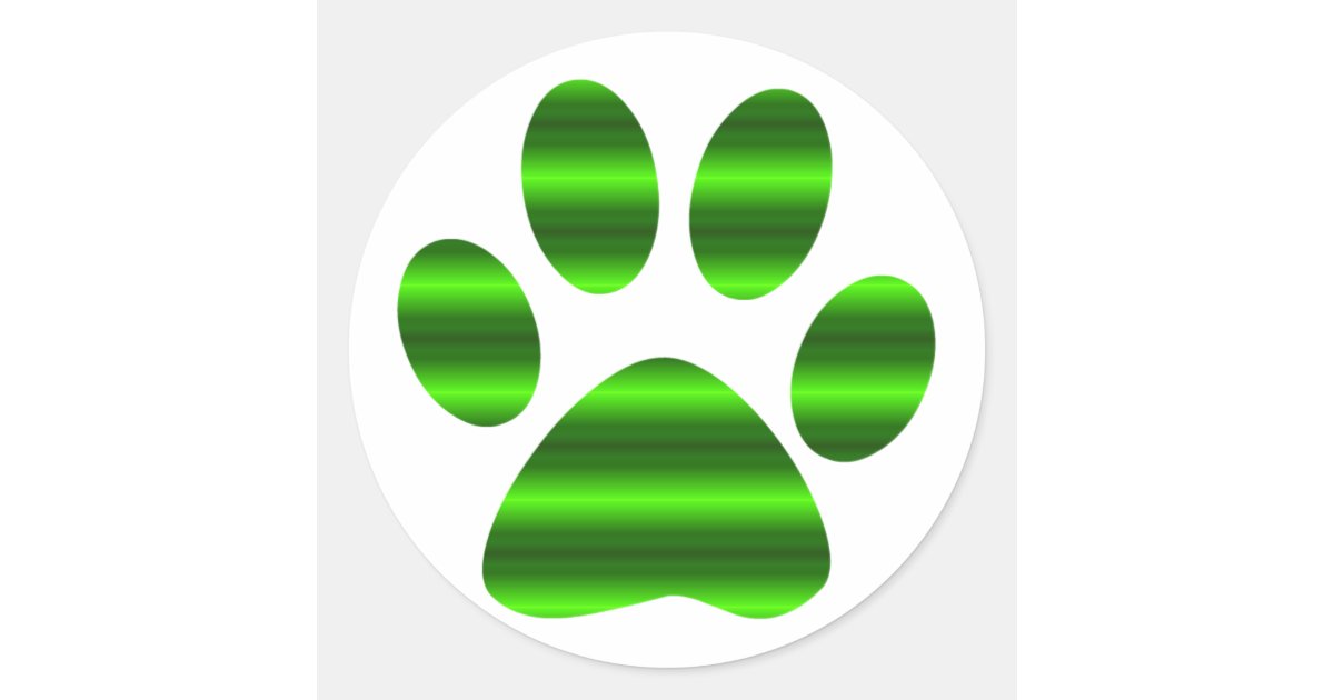 Green Gradient Paw Print Classic Round Sticker | Zazzle