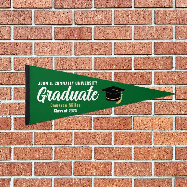 Green Graduate Custom Graduation Keepsake Pennant Flag | Zazzle