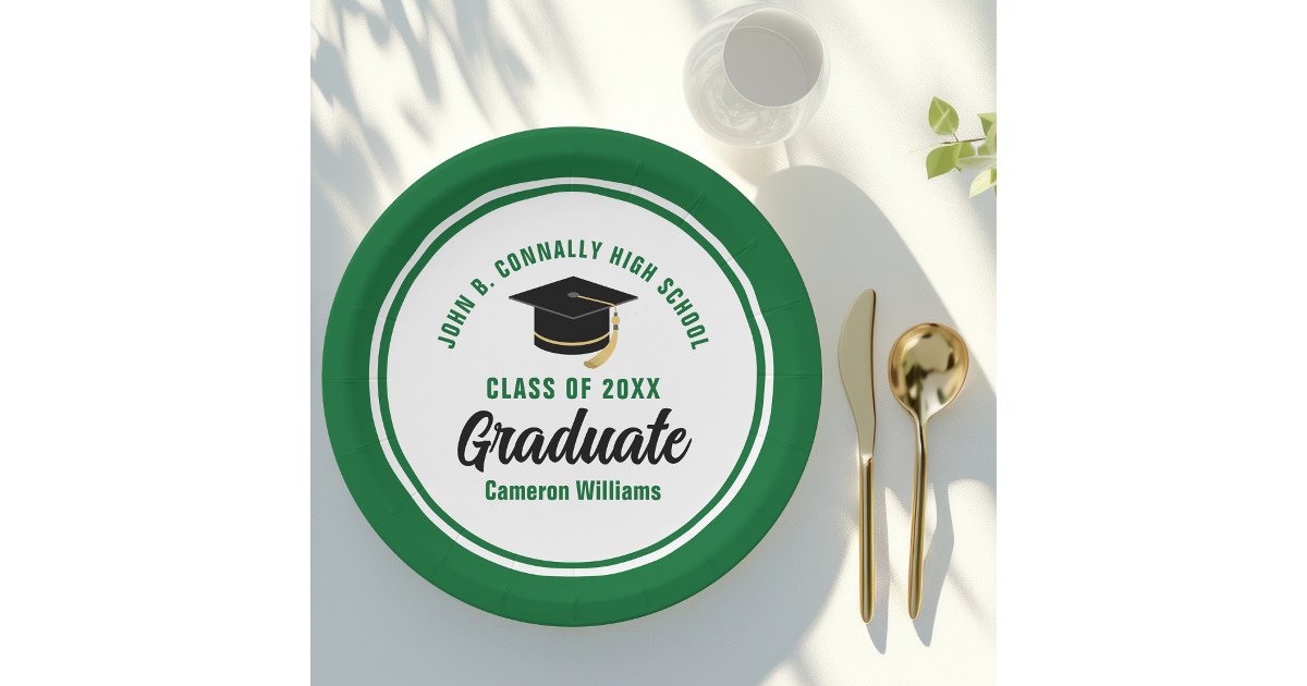 Green Graduate Customizable Graduation Party Paper Plates | Zazzle