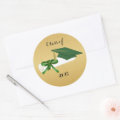 Green Graduation Cap and Diploma With Gold Classic Round Sticker | Zazzle