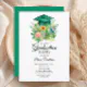 Green Graduation Cap Floral High School Invitation | Zazzle