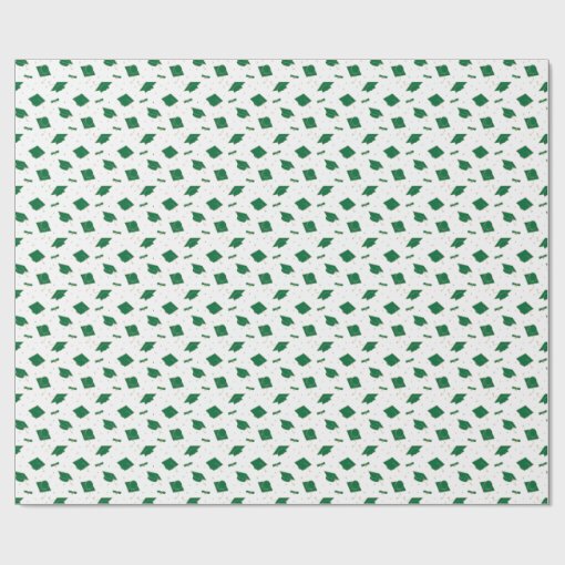Green Graduation Cap Toss Wrapping Paper | Zazzle