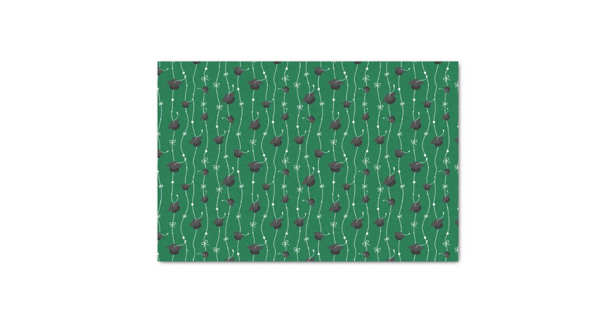 Green Graduation Caps and Ribbon Tissue Paper | Zazzle