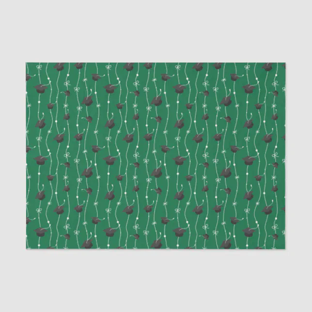 Green Graduation Caps and Ribbon Tissue Paper | Zazzle