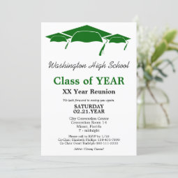 Green Graduation Caps Class Reunion Template | Zazzle