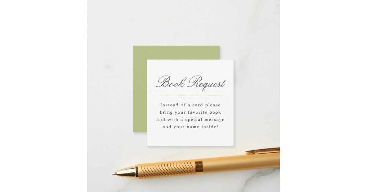 Green Grand Millennial Book Request Baby Shower Enclosure Card | Zazzle