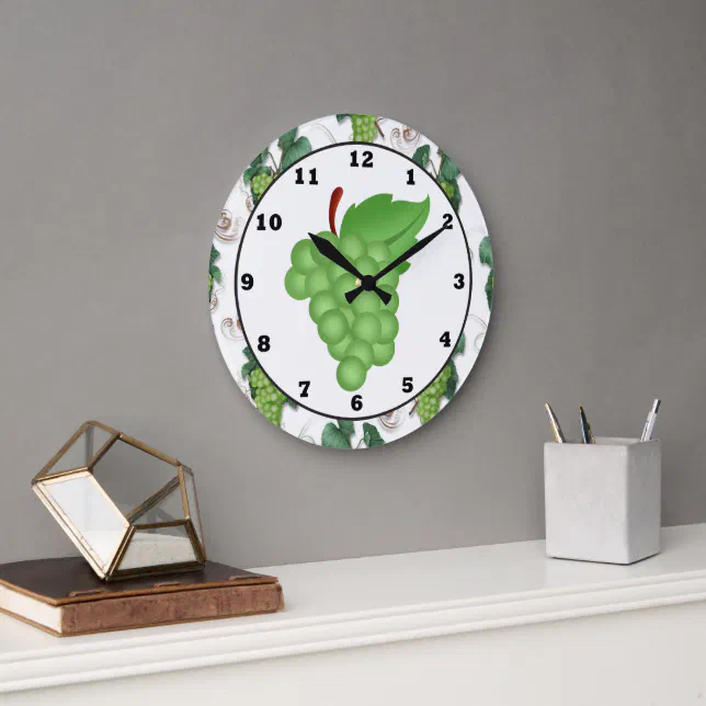 green grape kitchen wall clock | Zazzle