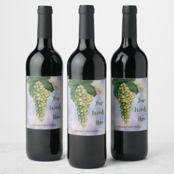 Green Grapes Art Custom White Wine Bottle Labels | Zazzle