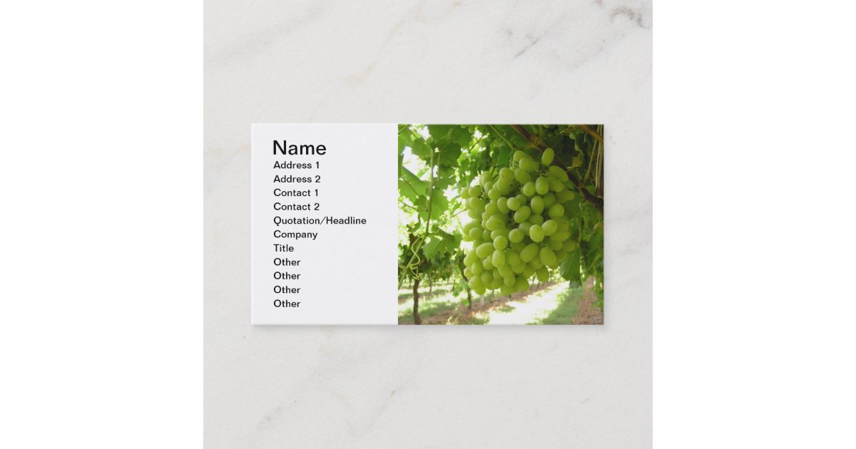 Green Grapes on the Vine Business Card | Zazzle