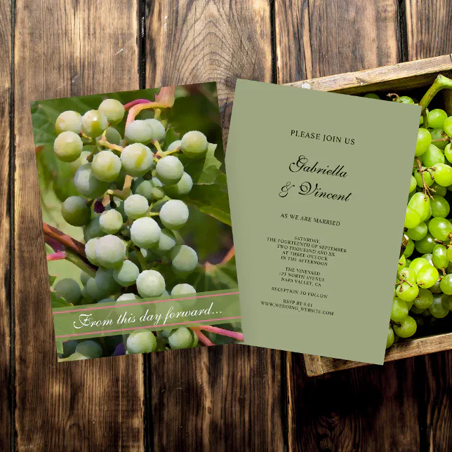 Green Grapes Vineyard Winery Wedding Invitation | Zazzle