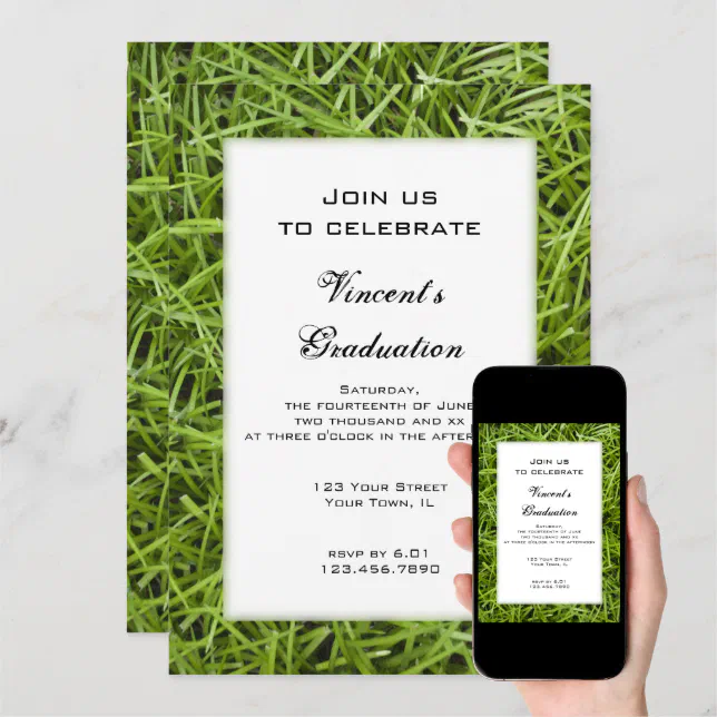 Green Grass Graduation Party Invitation | Zazzle