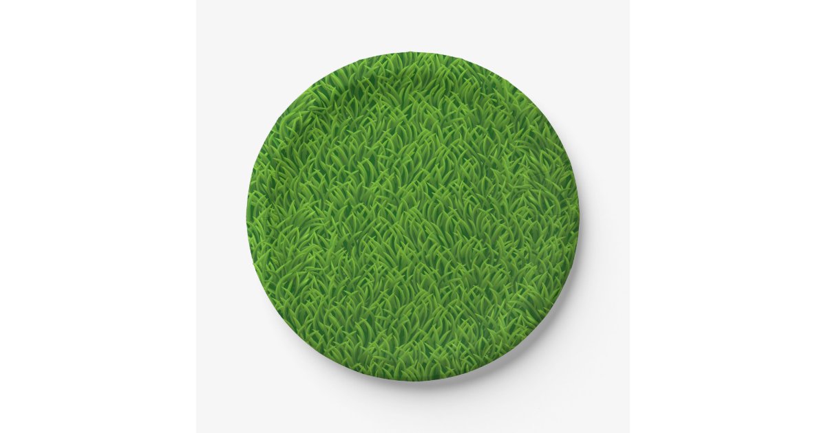 Green grass texture paper plates | Zazzle