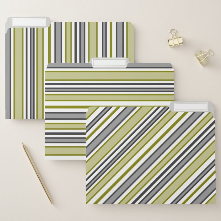 Green, Gray, Black, and White Stripes File Folder | Zazzle.com