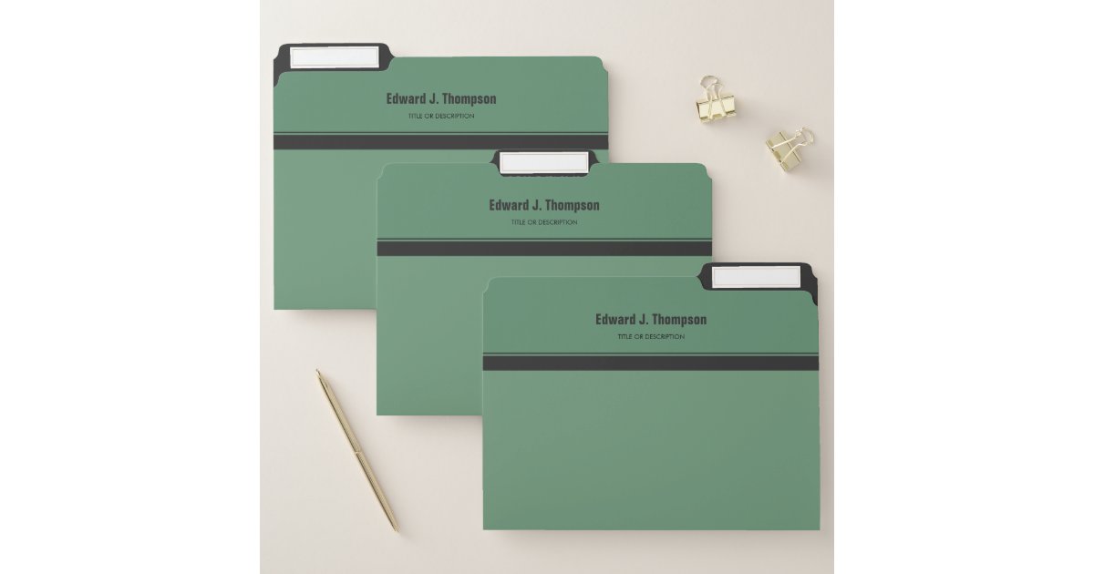 Green Gray Simple Border File Folder | Zazzle