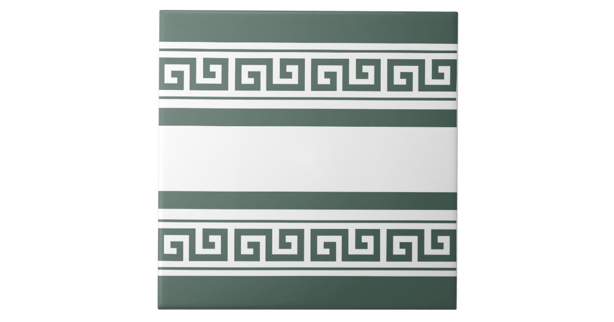 Green Greek Key Ceramic Tile | Zazzle
