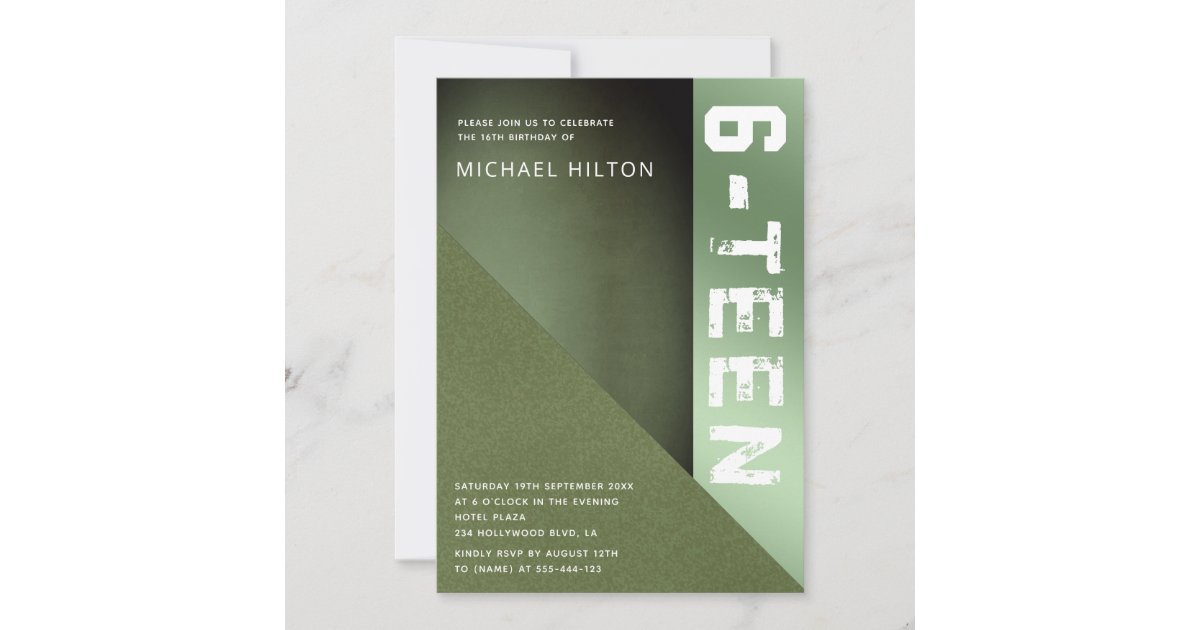 Green grudge color block boy sweet sixteen invita invitation | Zazzle