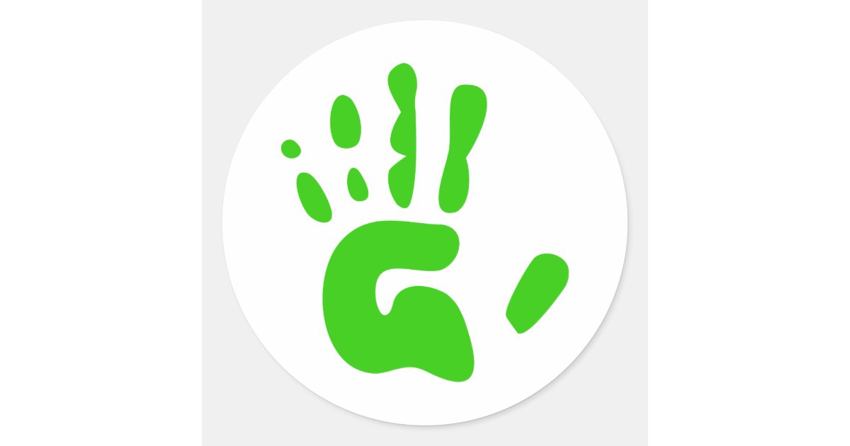 Green Hand Print Classic Round Sticker | Zazzle