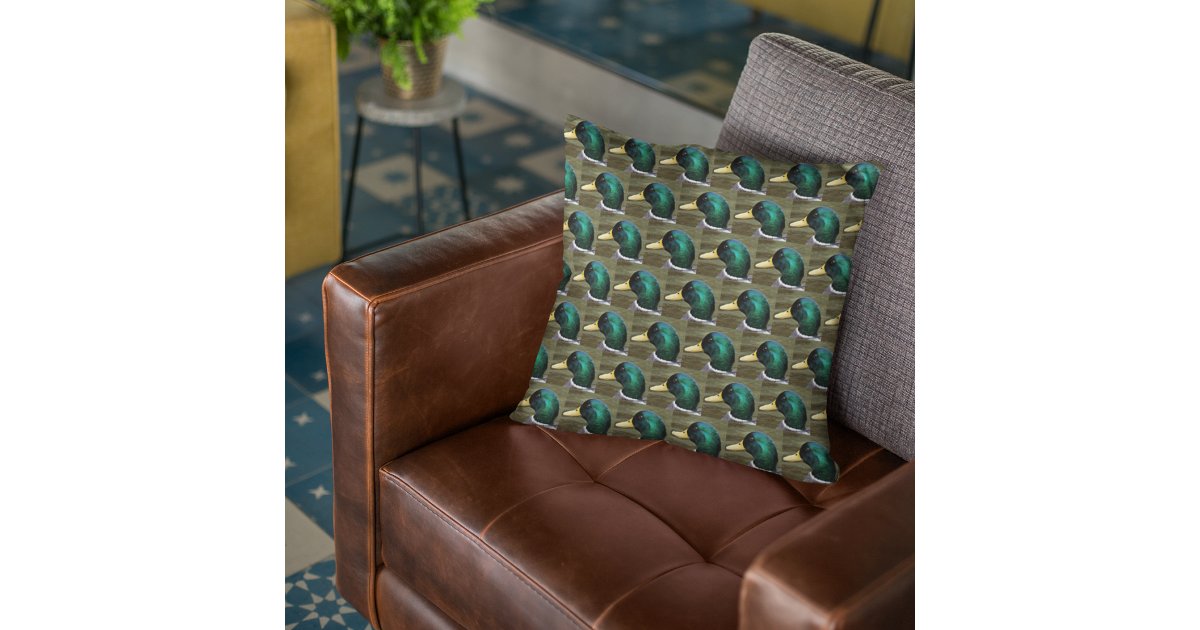 Green Headed Mallard Duck Pattern Throw Pillow | Zazzle