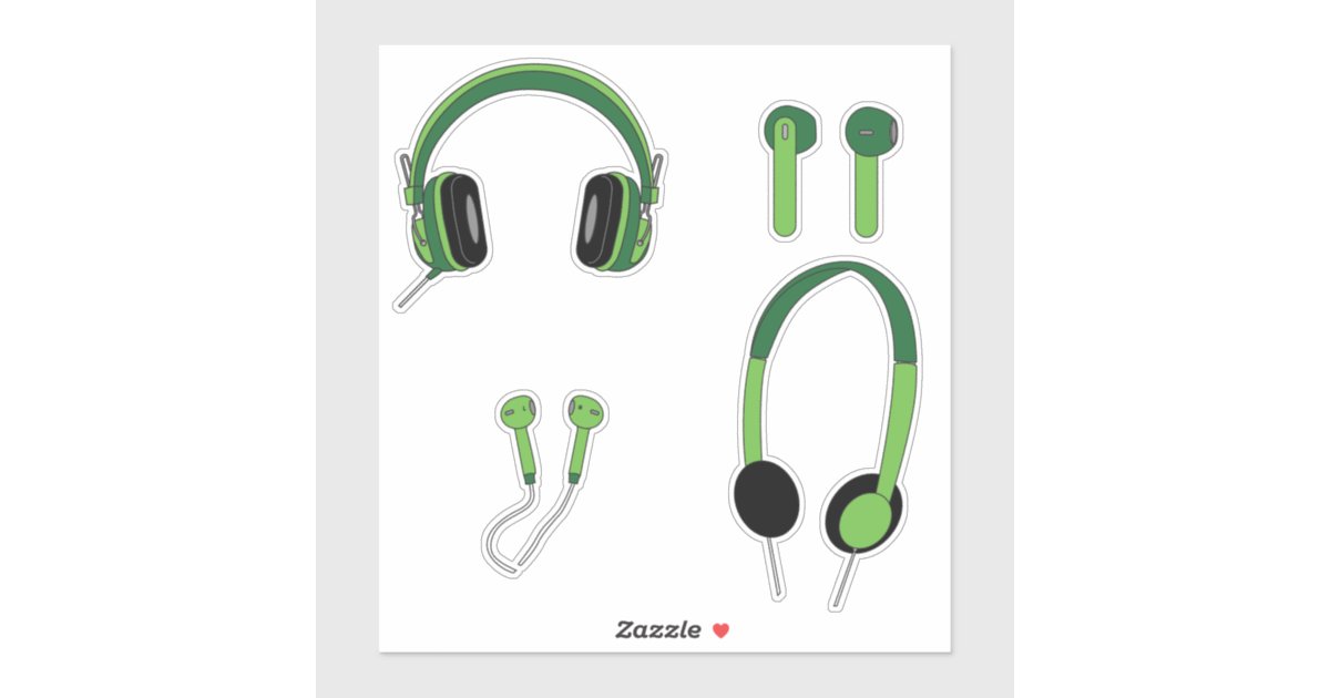 Green Headphone Family Custom-Cut Vinyl Sticker | Zazzle