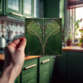 Green Heart Backsplash Repro Art Nouveau Ceramic Tile | Zazzle