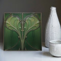 Green Heart Backsplash Repro Art Nouveau Ceramic Tile | Zazzle