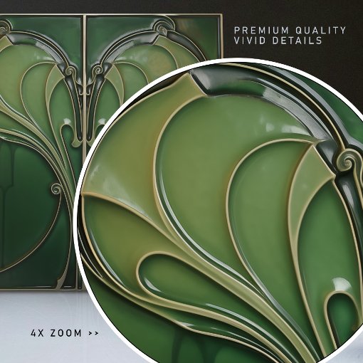 Green Heart Backsplash Repro Art Nouveau Ceramic Tile | Zazzle
