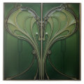 Green Heart Backsplash Repro Art Nouveau Ceramic Tile | Zazzle