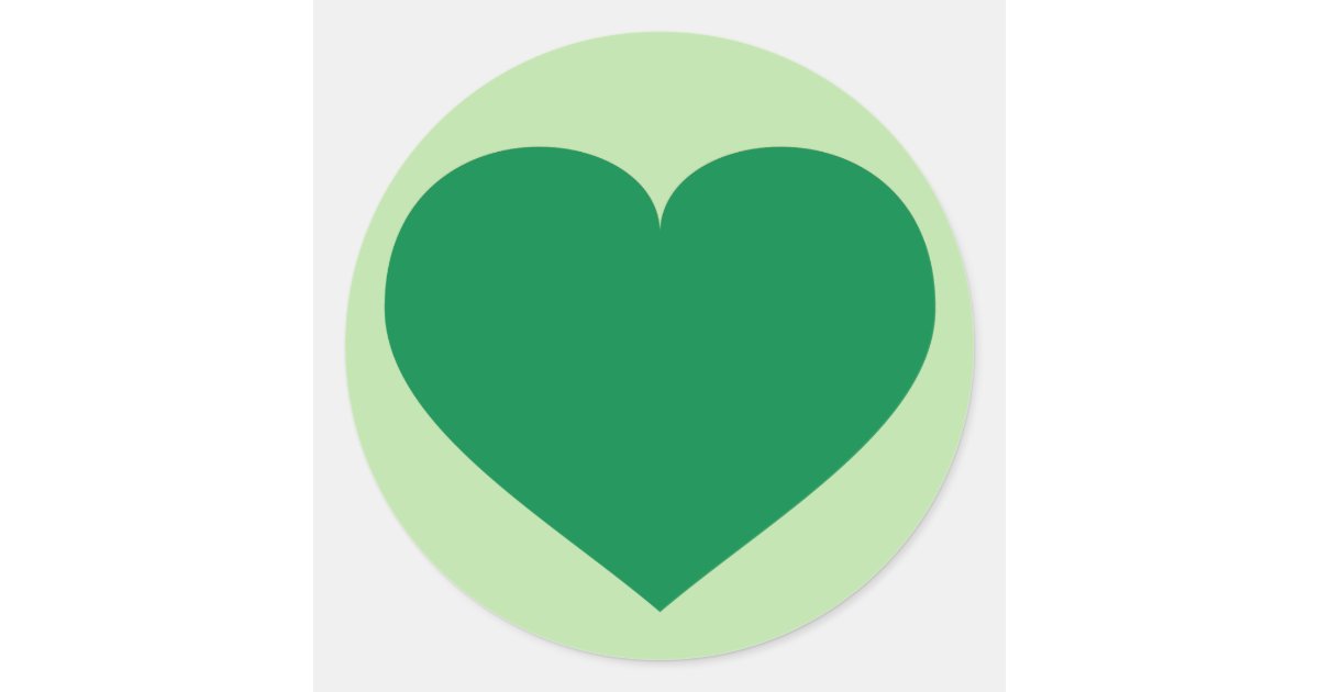 Green heart classic round sticker | Zazzle