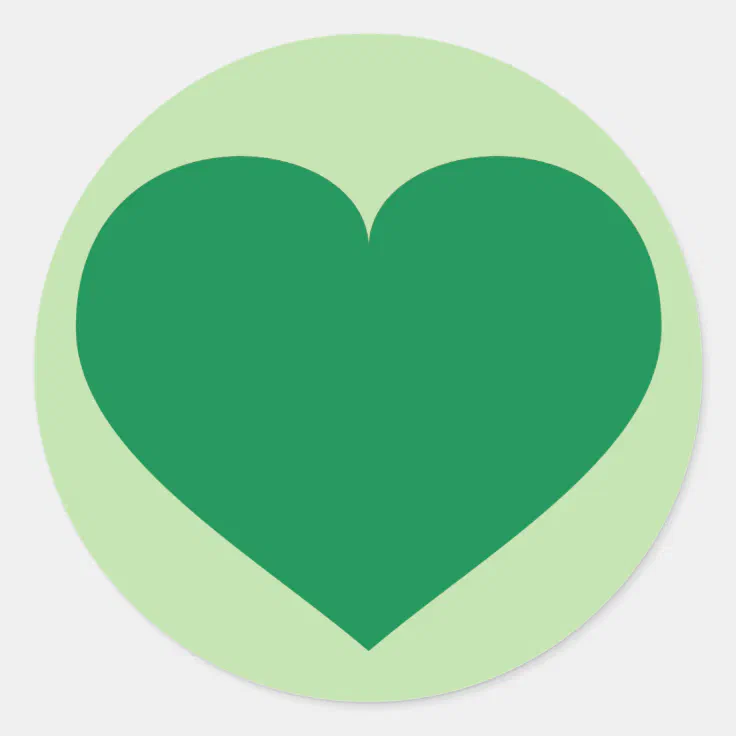 Green heart classic round sticker | Zazzle