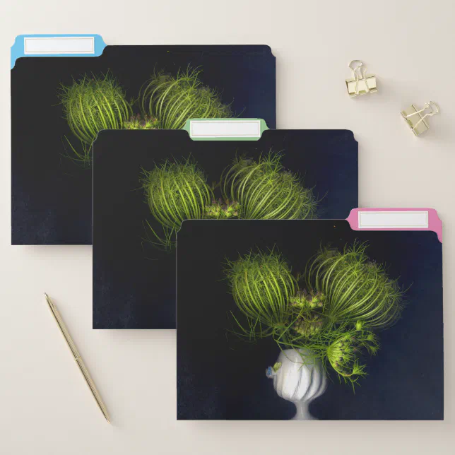 Green heart in black file folder | Zazzle