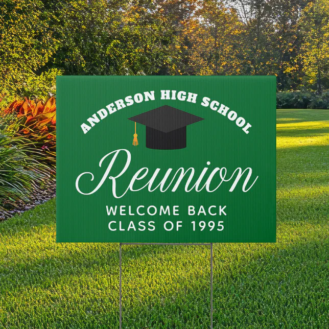 Green High School Reunion Custom Party Yard Sign | Zazzle