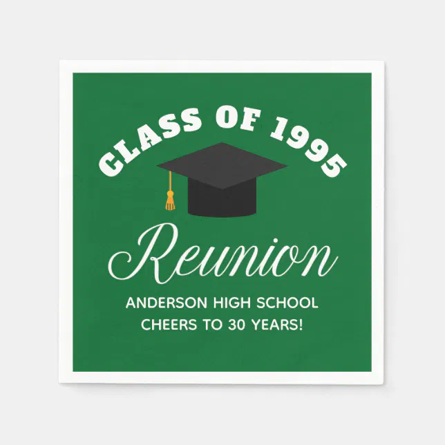 Green High School Reunion Personalized Party Napkins | Zazzle