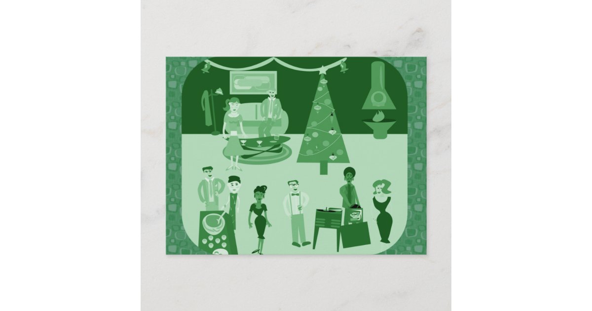 Green Holiday Party Invitation Postcard | Zazzle