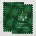 Green Holiday Plaid Faux Foil Christmas Party Invitation | Zazzle