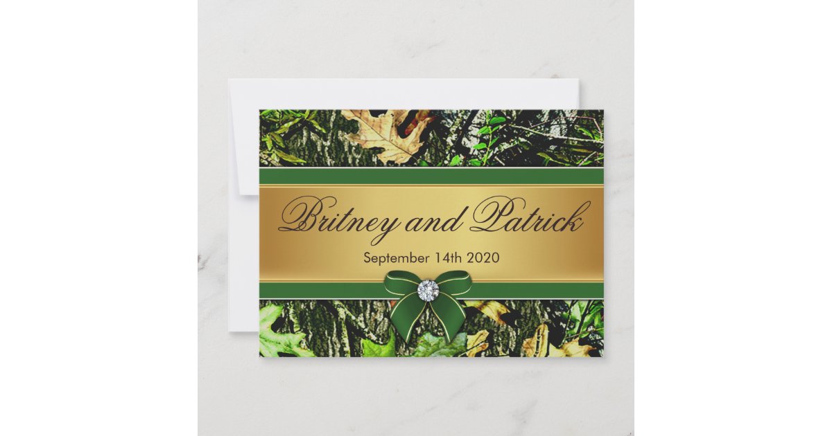 Green Hunting Themed Camo Wedding Invitations | Zazzle