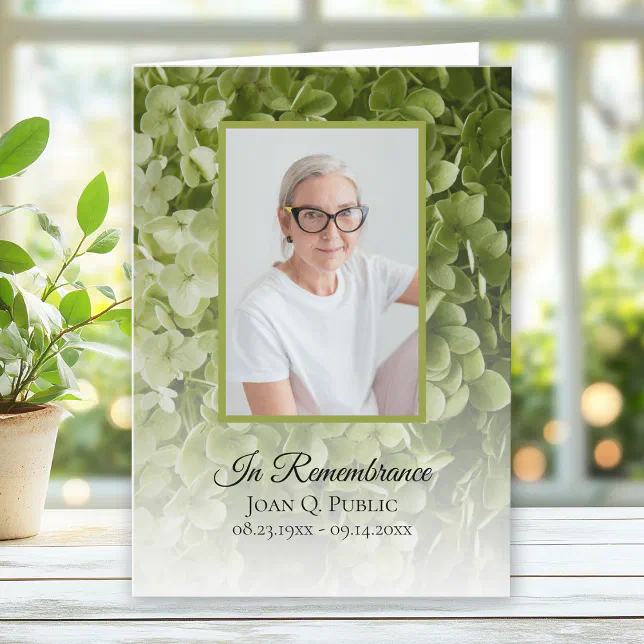 Green Hydrangea Floral Funeral Service Folded Program | Zazzle