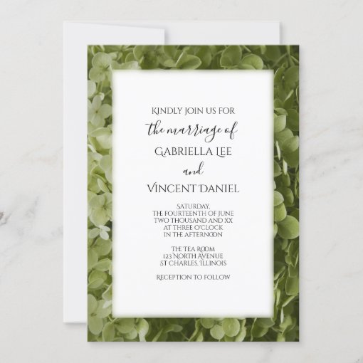 Green Hydrangea Flower Wedding Invitation | Zazzle