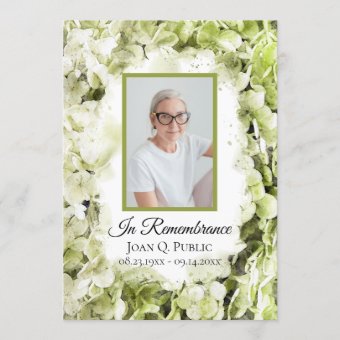 Green Hydrangea Flowers Funeral Memorial Service Program | Zazzle